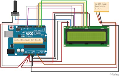Arduino - Simple Heart Beat Monitor With LCD1602A - Hackster.io